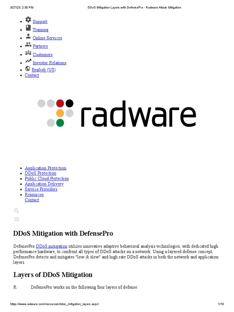 10 Ddos Mitigation Layers With Defensepro Radware Attack Mitigation
