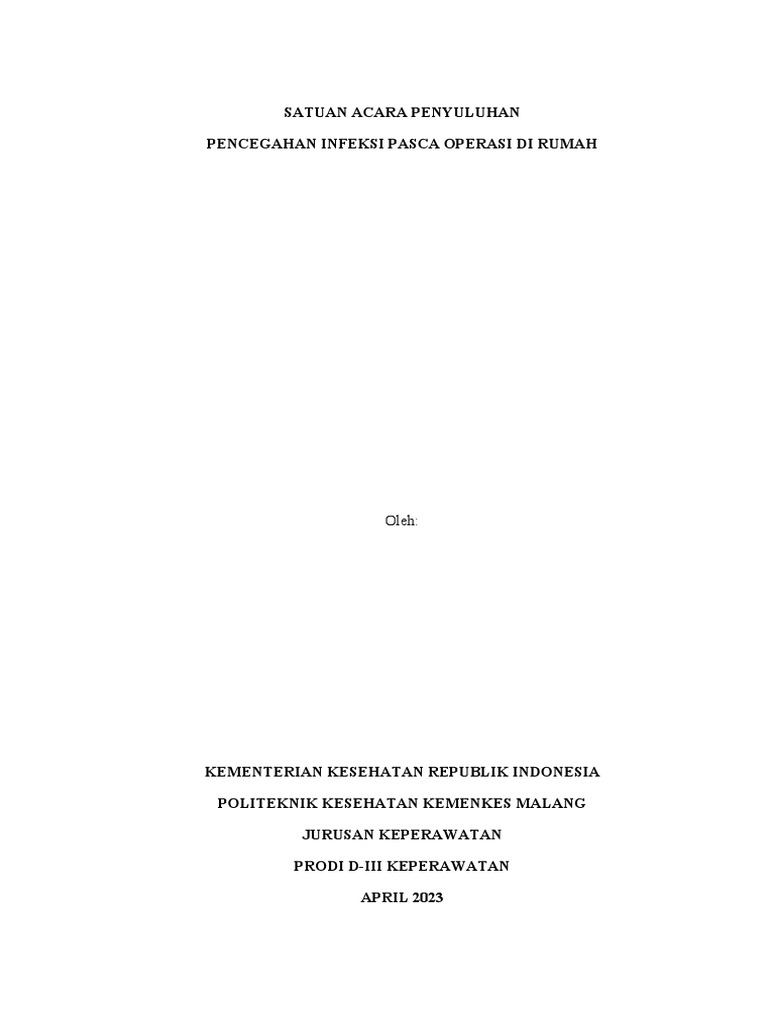 Sap Pencegahan Infeksi Pasca Operasi-1 | PDF