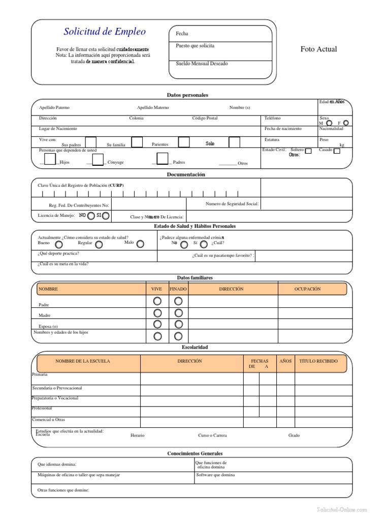 Formato Solicitud Empleo PDF Editable2 | PDF