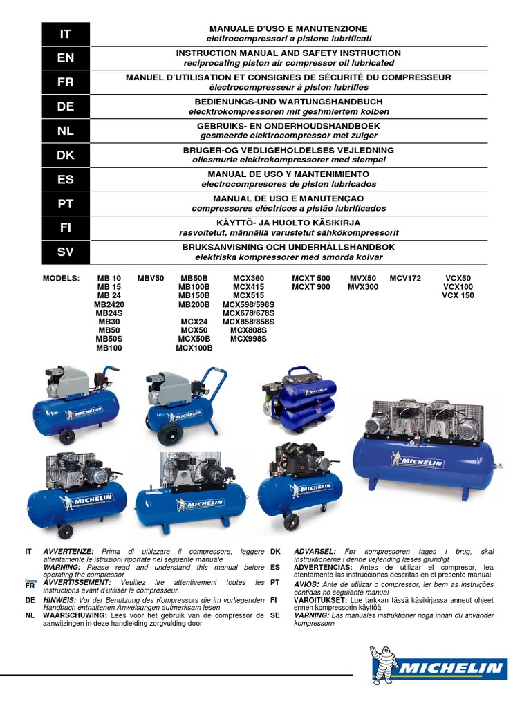 Michelin 50l Air Compressor Manual | PDF