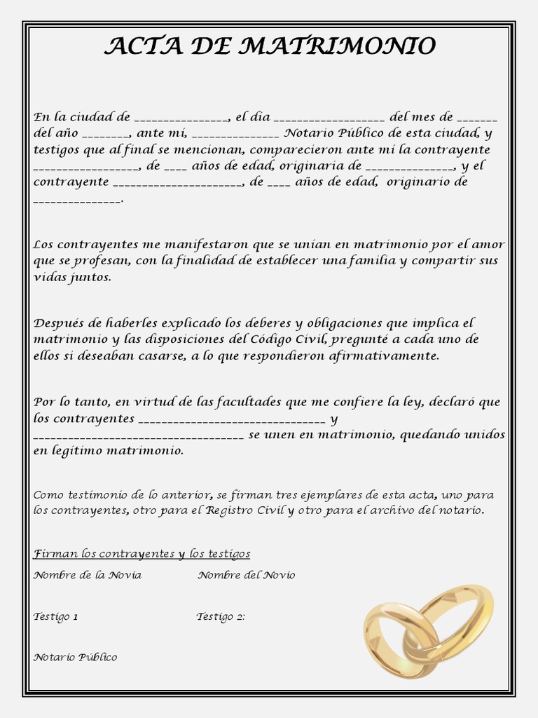 Acta de Matrimonio Falsa Online | PDF