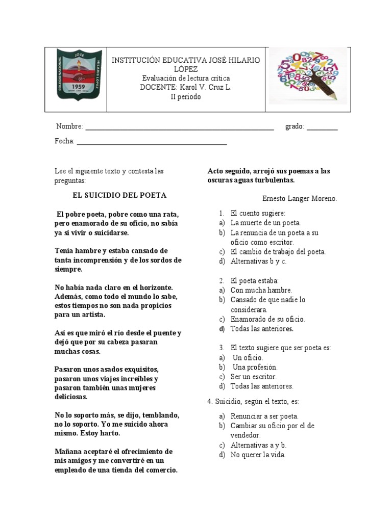 Evaluacion de Lectura Critica Grado Octavo Segundo Periodo 2022 | PDF ... Evaluacion de Lectura Critica Grado Octavo Segundo Periodo 2022 | PDF ...