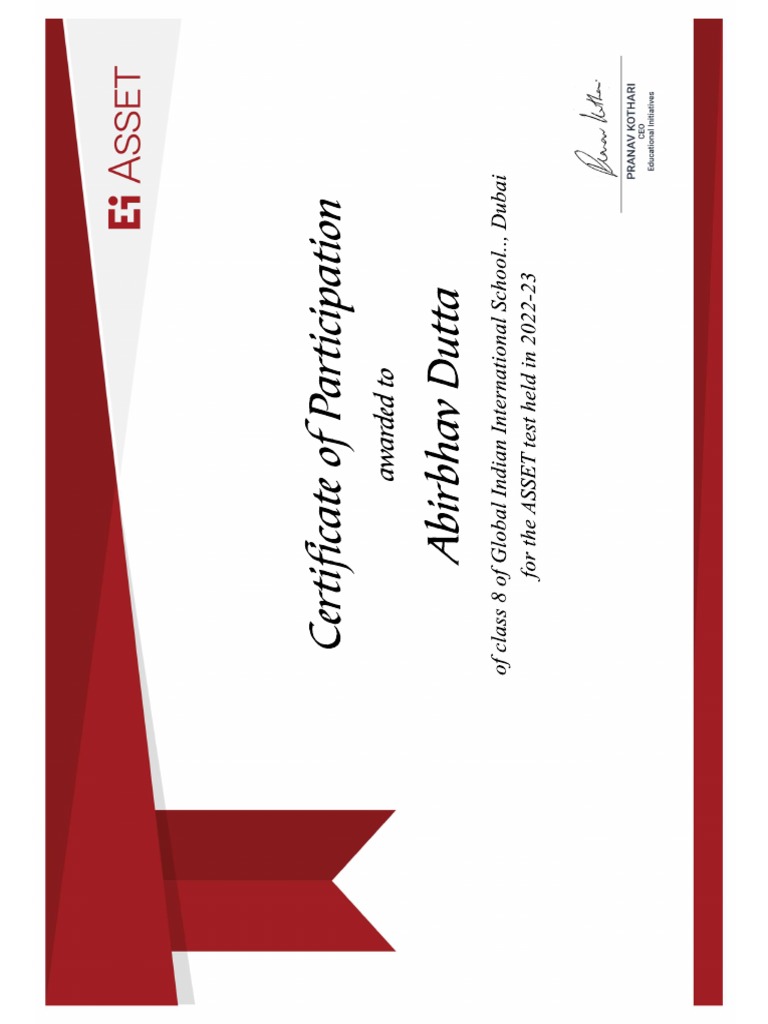 ASSET Certificate 8B 2023 | PDF