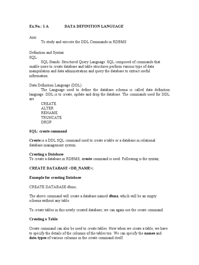 Dbms Lab Procedure | PDF | Relational Database | Xml Schema