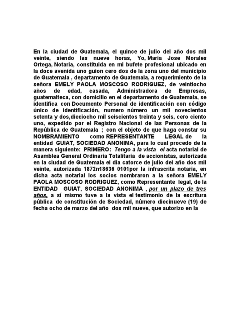 Acta de Representacion | PDF