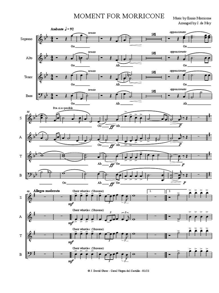 Moment For Morricone de Mey SATB | PDF | Elements Of Music | Compositions
