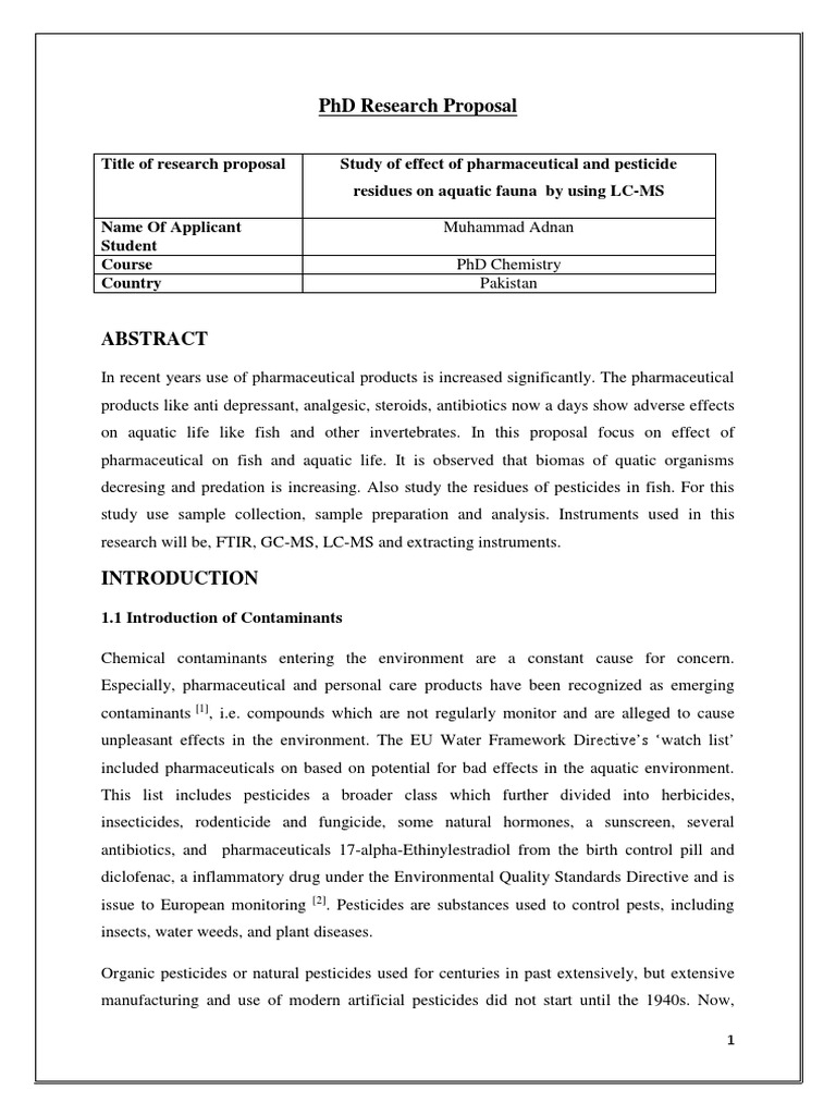 Research Proposal For PHD | PDF | Pesticide | Chromatography