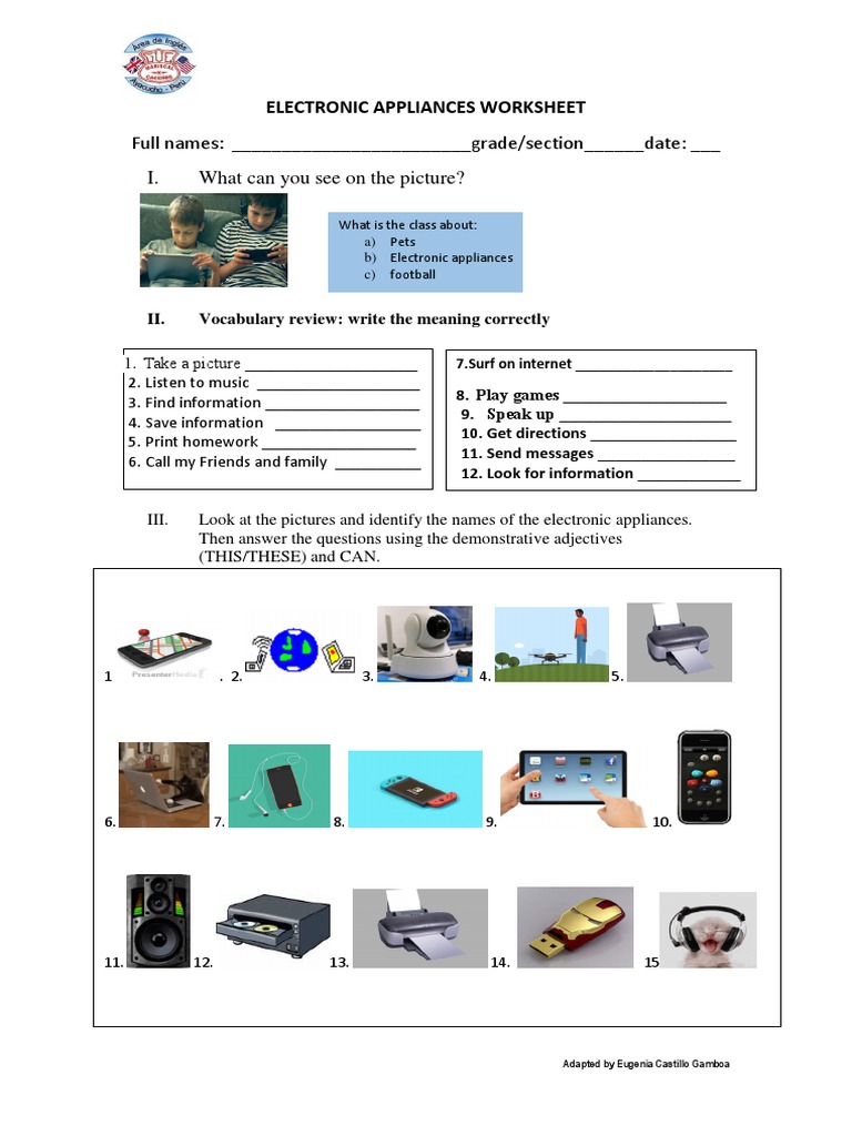 Electronic Appliances Worksheet for Students | PDF | Home Appliance ...