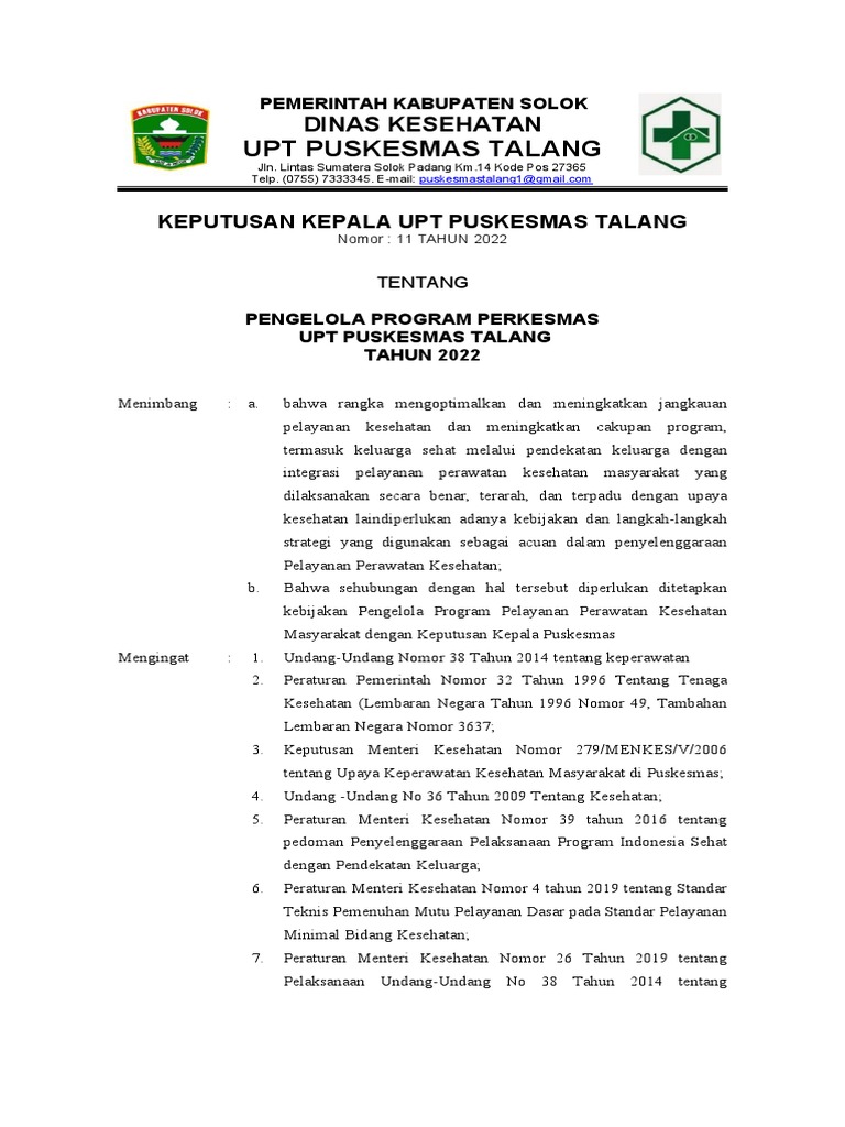 Pengelolaan Program Perkesmas 2022 | PDF