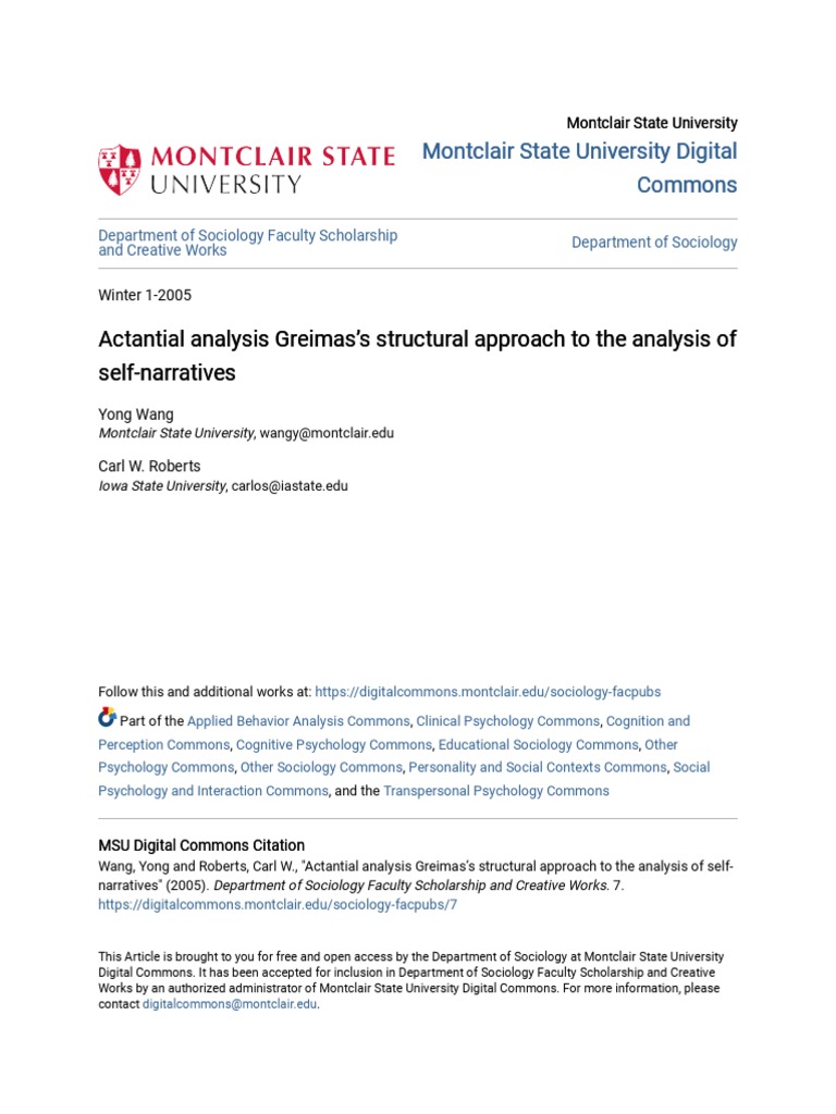 Actantial Analysis Greimas - S Structural Approach To The Analysis ...