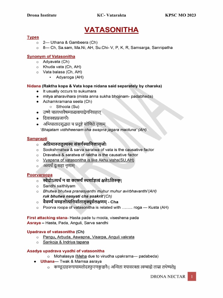 11782873655drona Vatarakta Note PSC 2023 | PDF