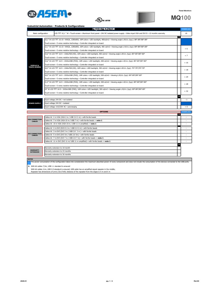 MQ100 | PDF | Usb | Thin Film Transistor Liquid Crystal Display