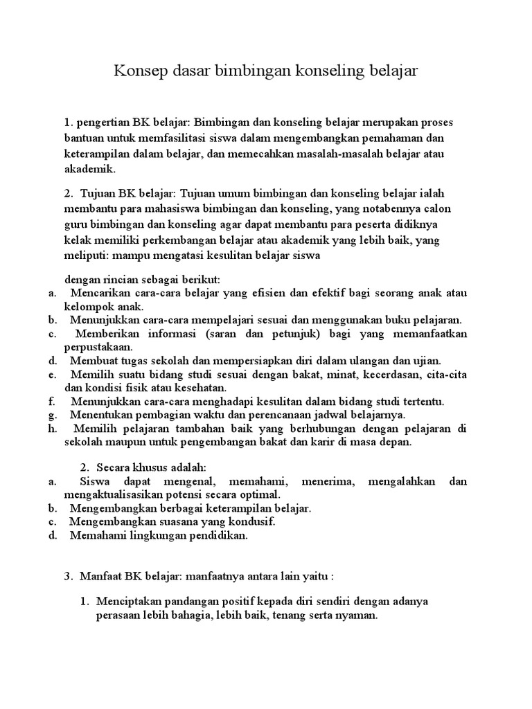 Konsep Bimbingan Konseling Belajar | PDF
