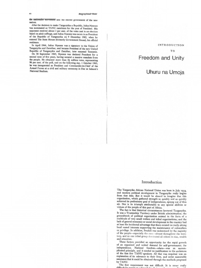Freedom and Unity Uhuru Na Umoja | PDF