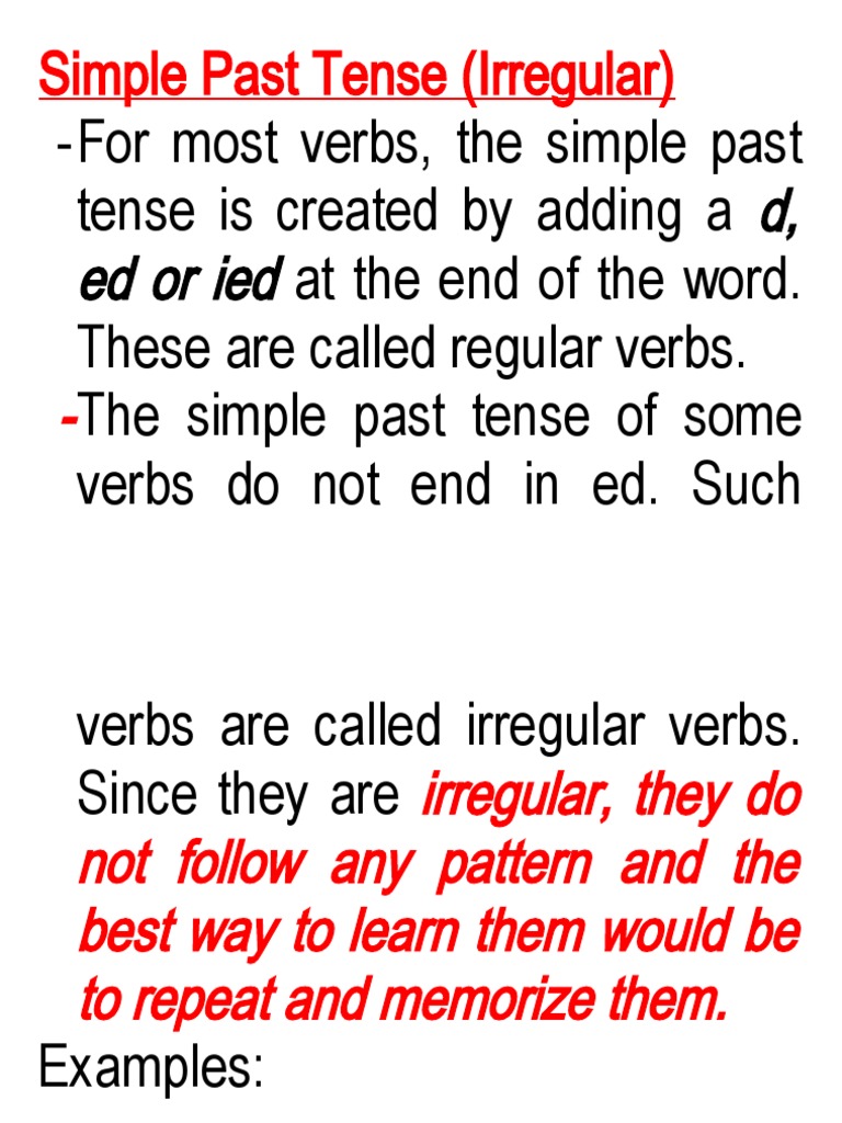 Past Irregular Future Chart | PDF | Language Mechanics | Grammar