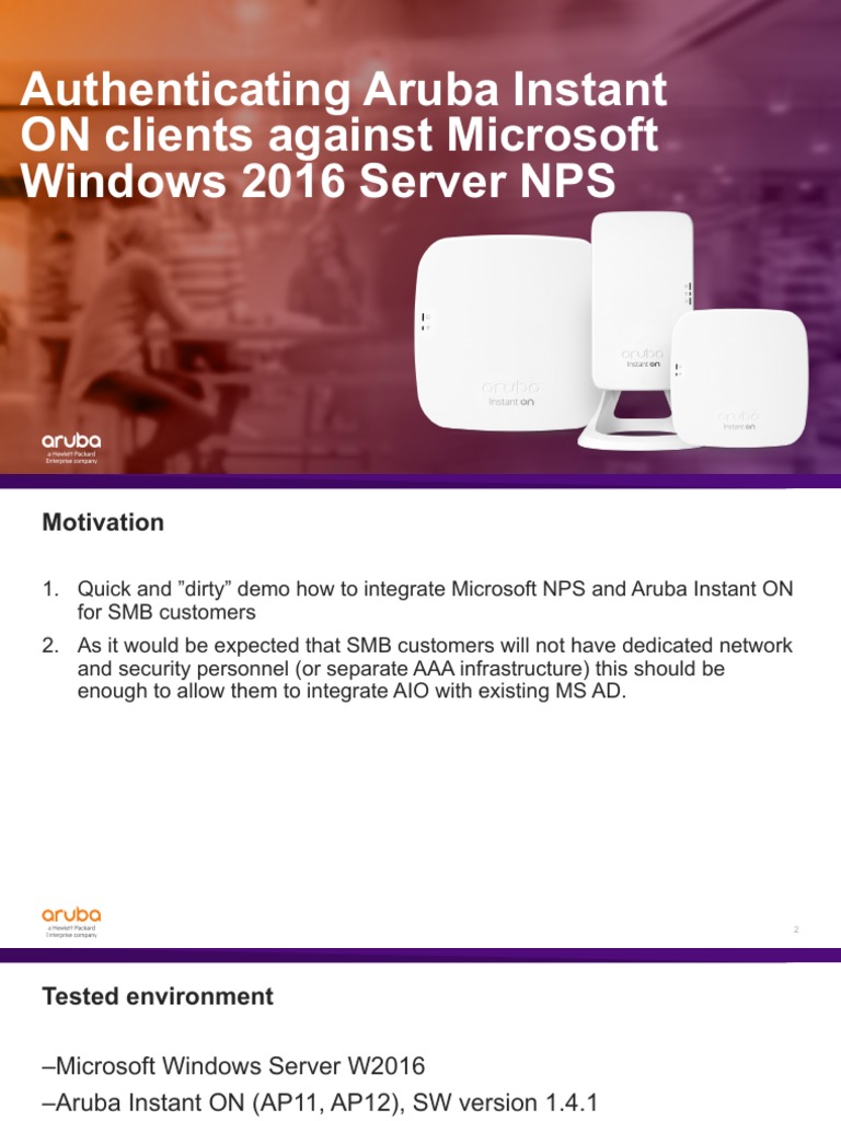 Aruba Instant On Microsoft NPS | PDF | Radius | Computer Network