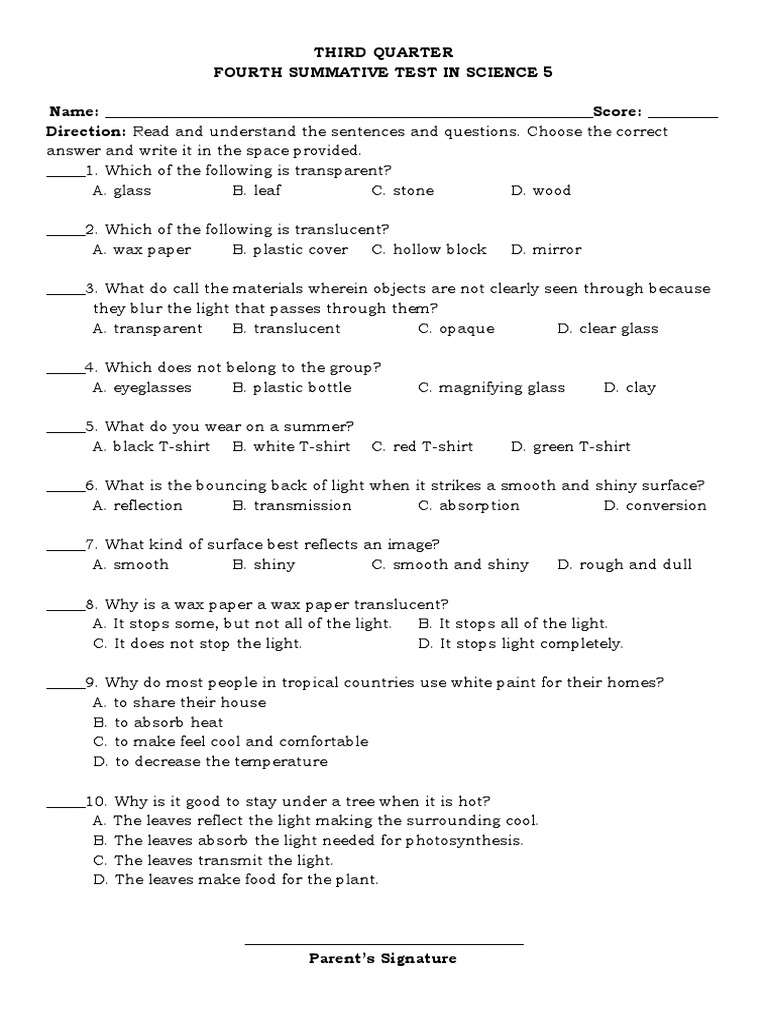 Q3 Science ST4 | PDF