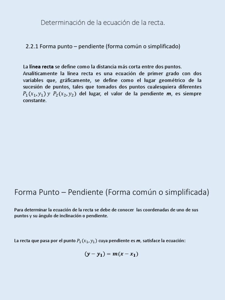 Forma Punto-Pendiente | PDF | Pendiente | Línea (geometría)