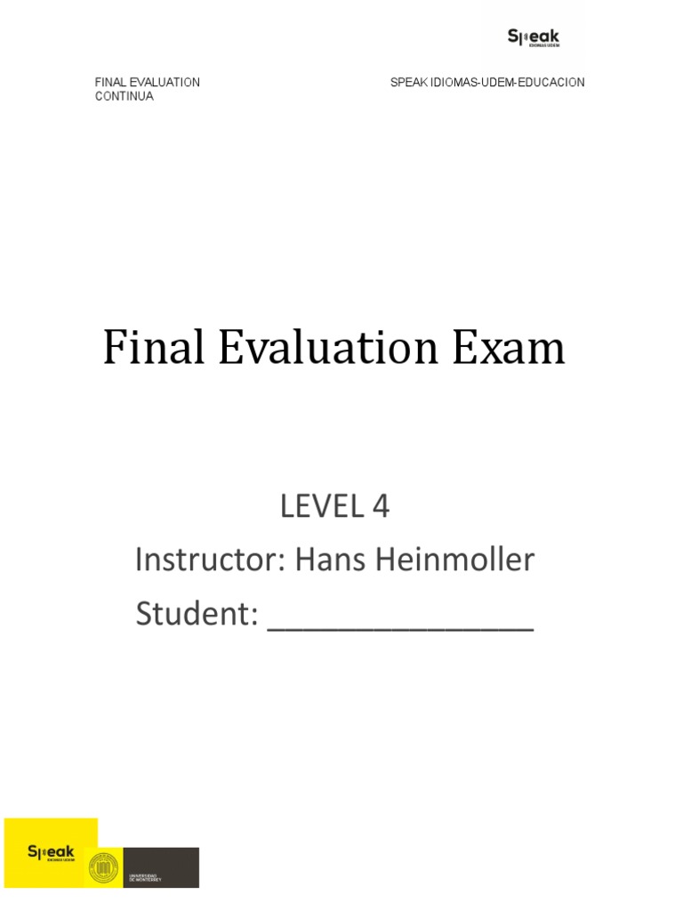 UDEM Level 4 English Final Exam | PDF | Language Mechanics | Languages