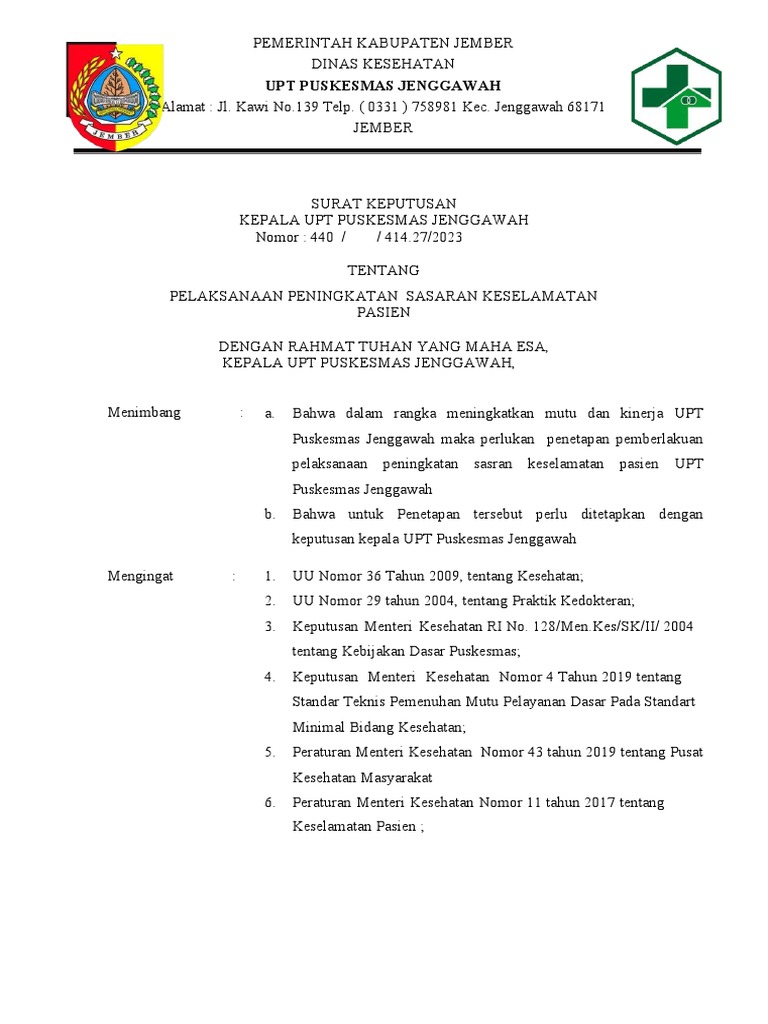 SK Pelaksanaan Peningkatan SKP | PDF