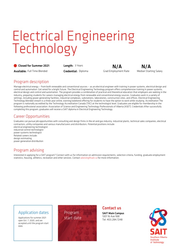SAIT Electrical Engineering Diploma Program | PDF | University And ...
