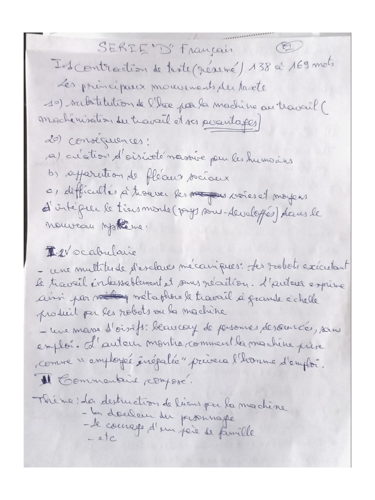 7 Bac-Blanc Français Tle-A Correction Feuille1 | PDF
