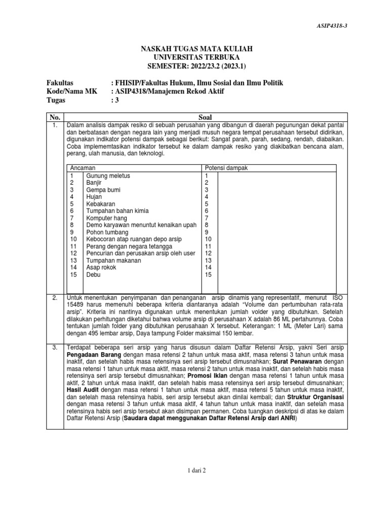 Soal Asip4318 tmk3 3 | PDF