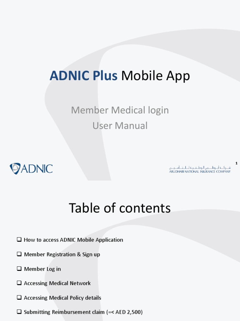 ADNIC Mobile App User Guide | PDF | Mobile App | Login