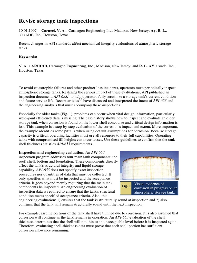 API-653 Storage Tank Inspection Guide | PDF | Corrosion | Welding