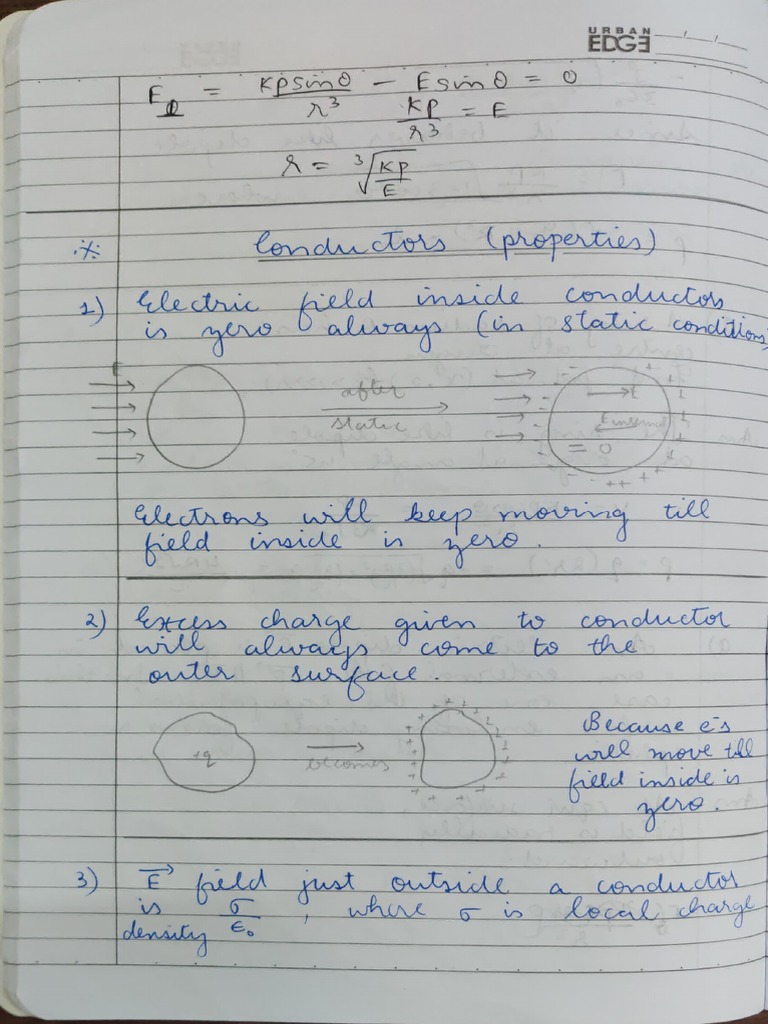 Conductors (Electrostatics) Notes | PDF