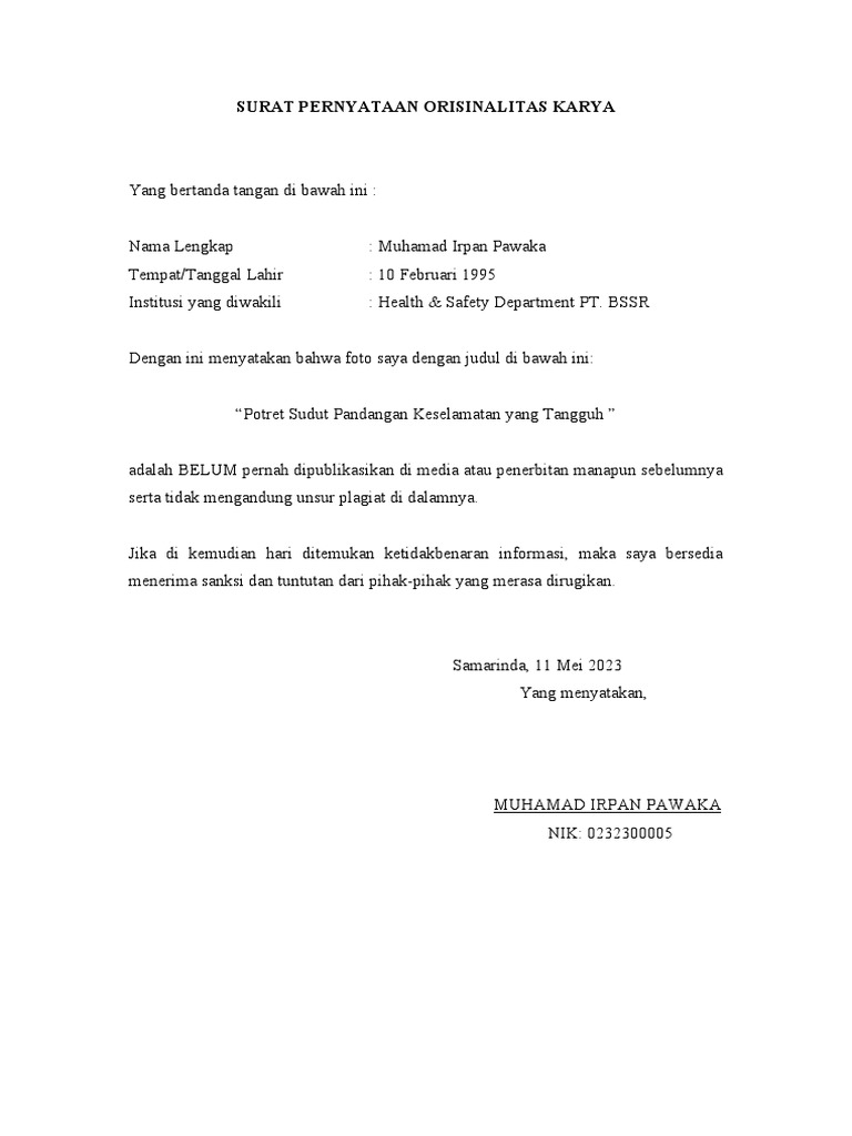 Surat Orisinalitas | PDF
