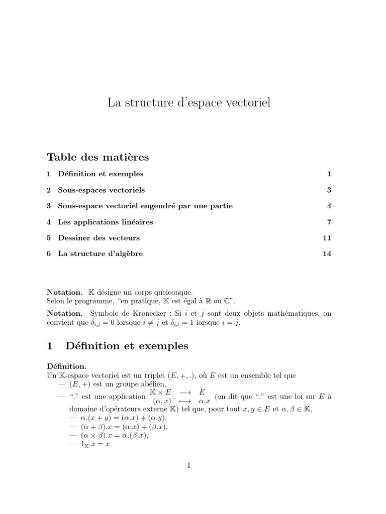Structure des espaces vectoriels | PDF | Espace vectoriel | Application ...