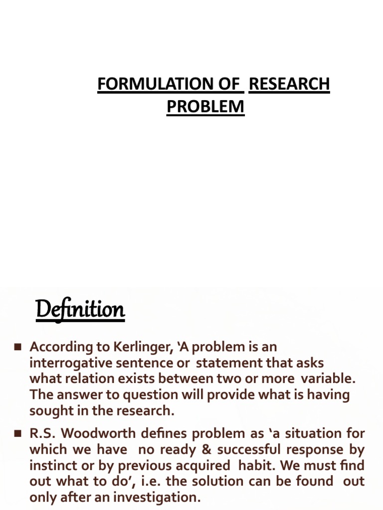 Formulation of Research Problem | PDF | Theory | Cognition