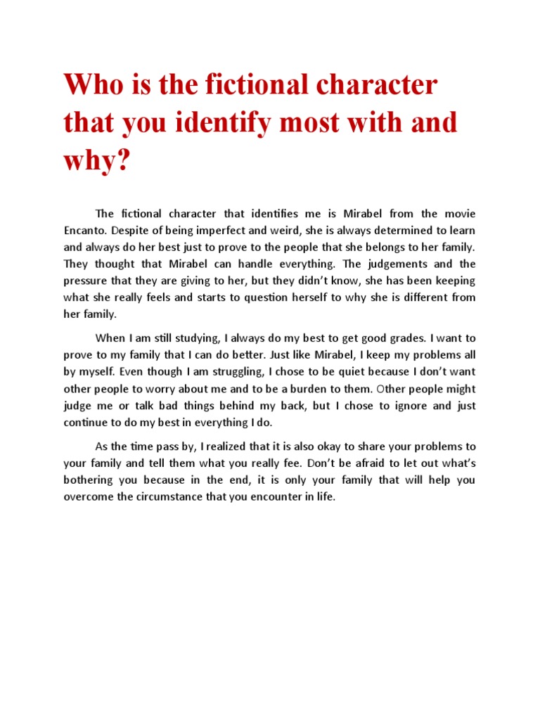 Who Is The Fictional Character That You Identify Most With and Why | PDF