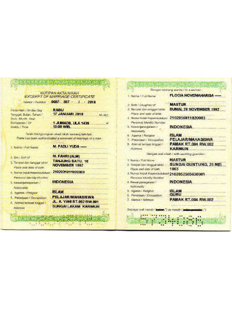 Edit Buku Nikah Kosong | PDF