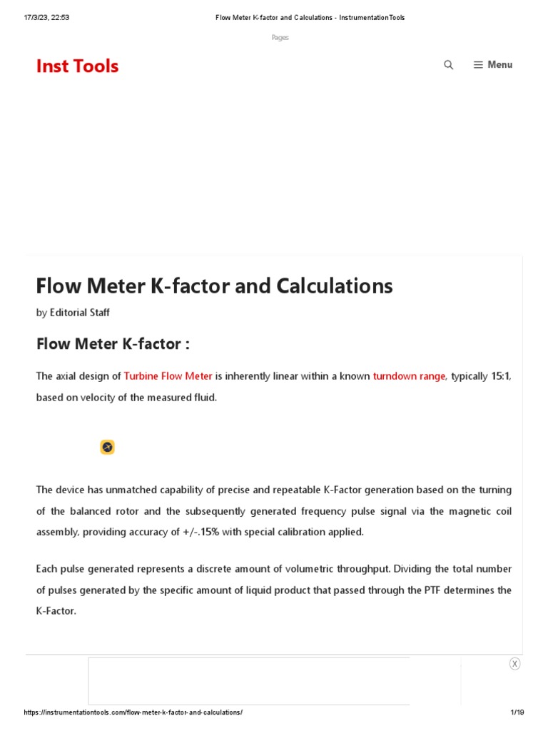Flow Meter K-Factor Guide | PDF | Flow Measurement | Gases