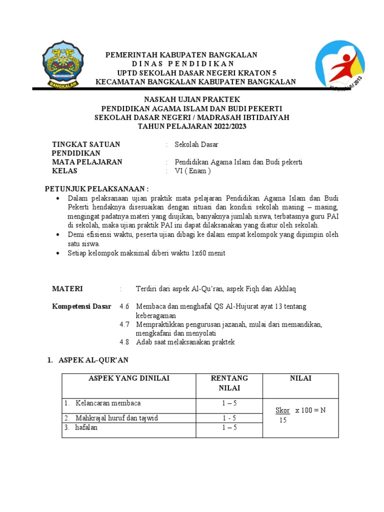 Naskah Ujian Praktek PAI | PDF