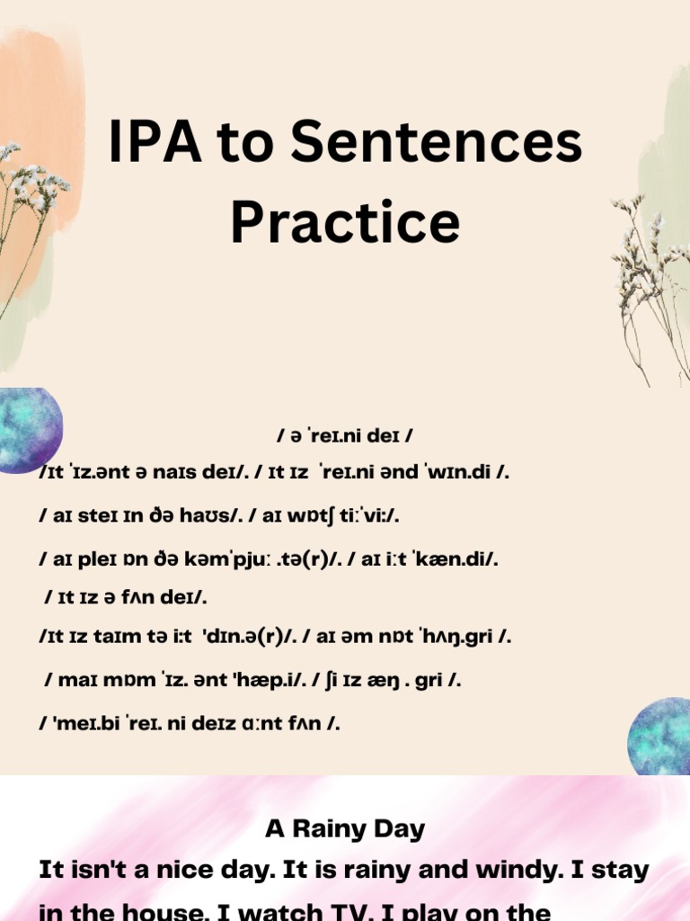IPA To Sentences Practice | PDF | Language Arts & Discipline | Home ...