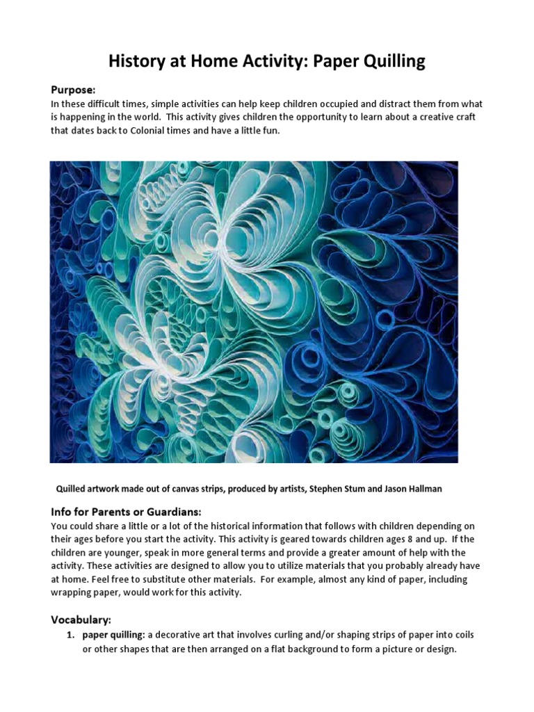 Paper Quilling Activity | PDF | Decorative Arts | Crafts