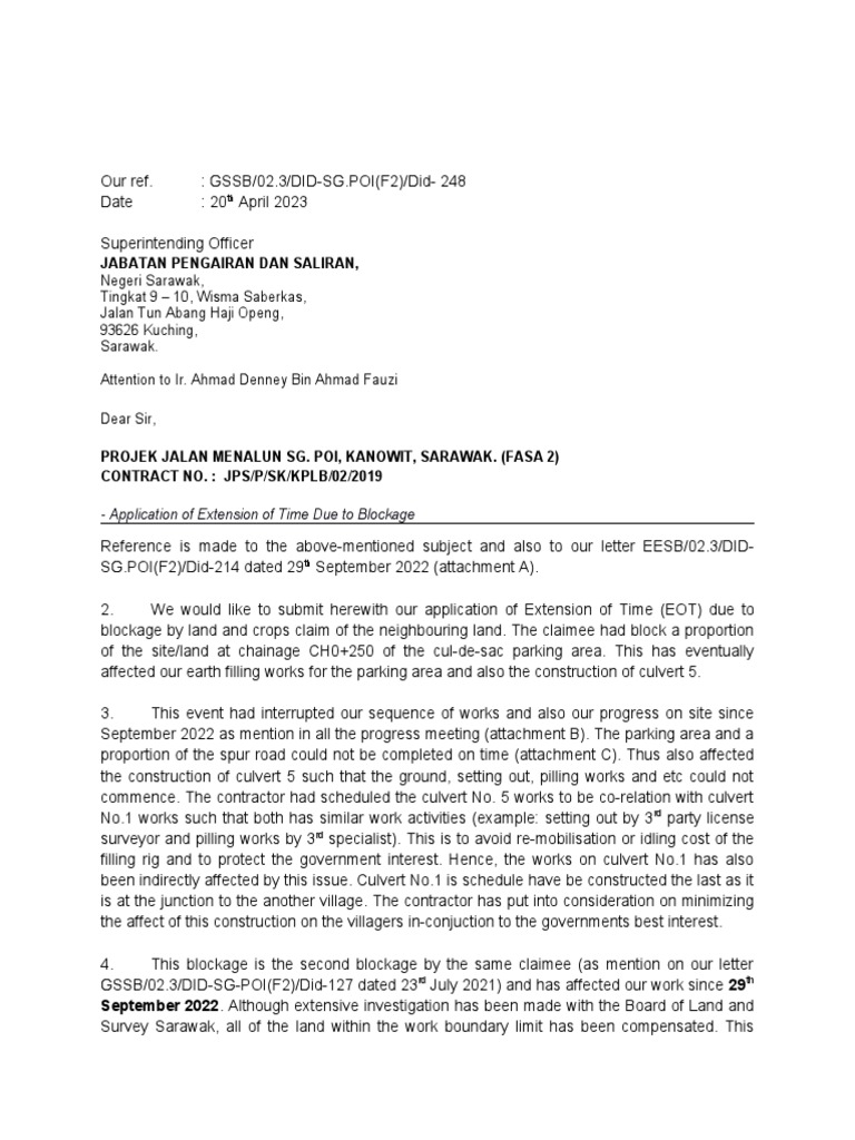 Application of EOT (Land Issue-Compensated) | PDF | Contract Law | Private Law