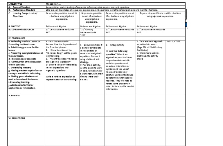 DLL Week 6 Math | PDF | Mathematics | Algebra