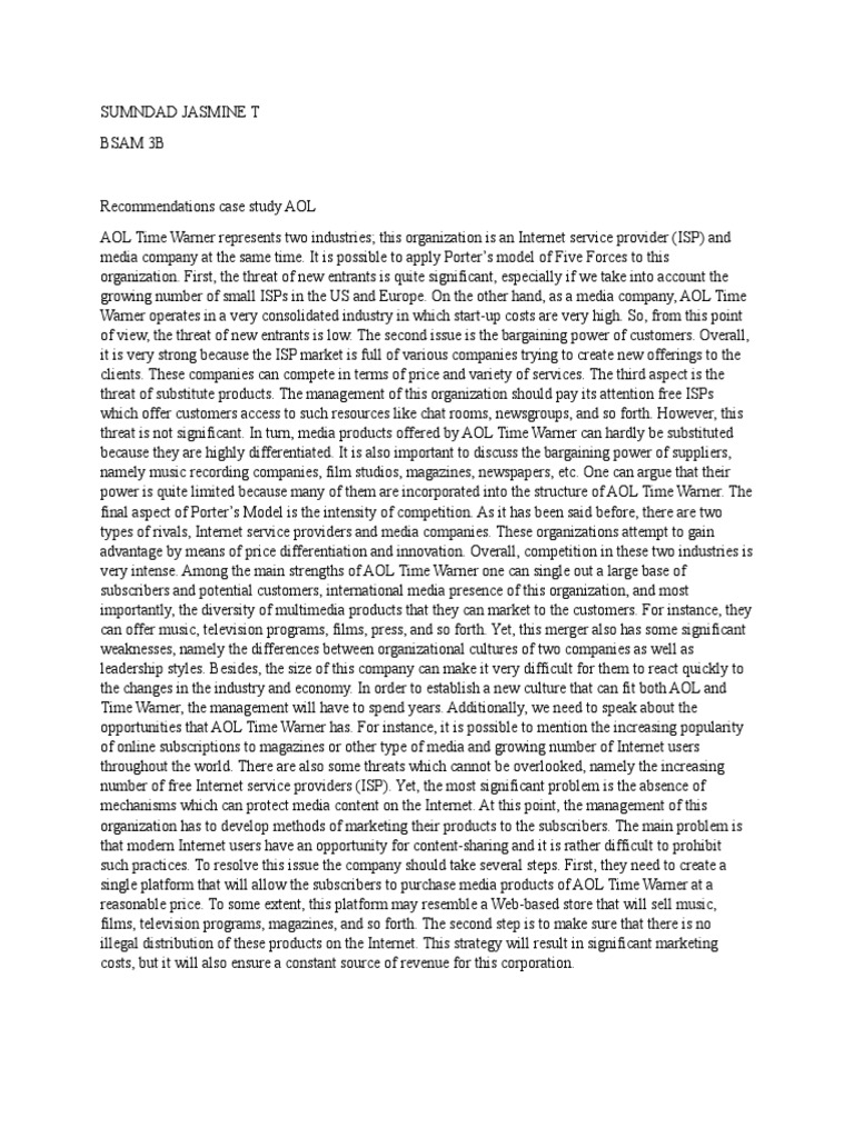 Recommendations Case Study AOL | PDF | Aol | Subscription Business Model