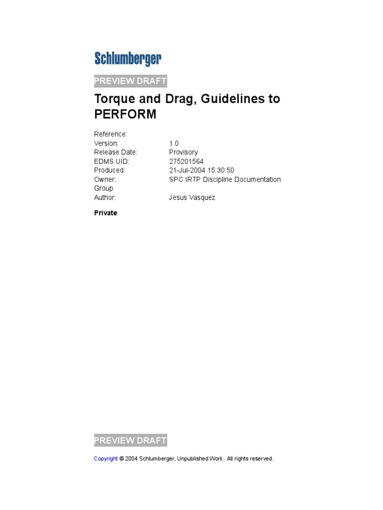 SLP - For Torque and Drag Guidelines To PERFORM | PDF | Mechanical ...
