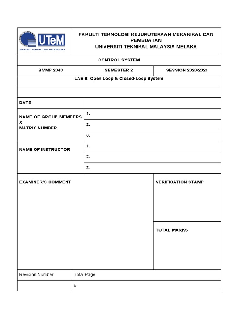 Lab 5 Open Loop And Closed Loop System Pdf Control Theory
