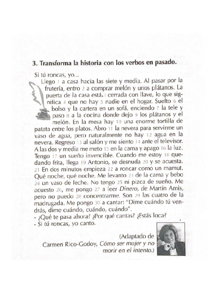 Transforma La Historia Con Los Verbos en Pasado. | PDF