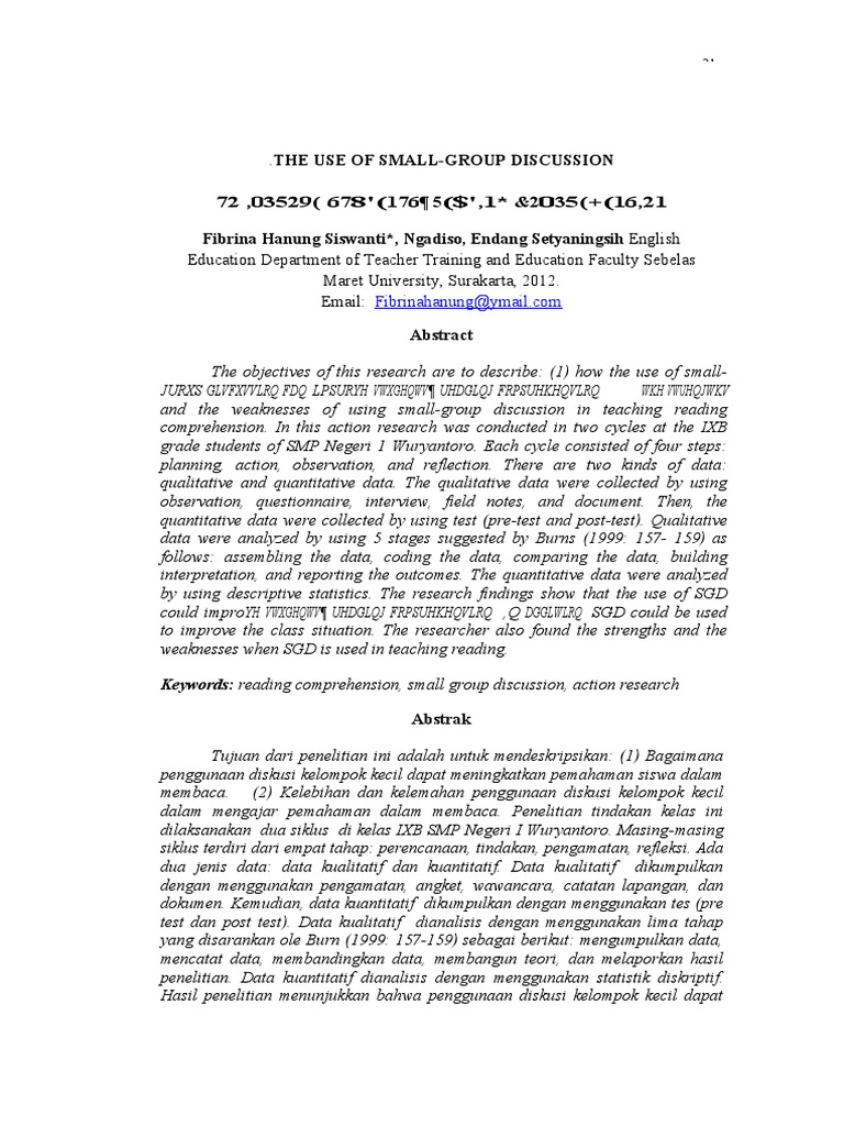 EN The Use of Small Group Discussion To Imp | PDF | Reading ...