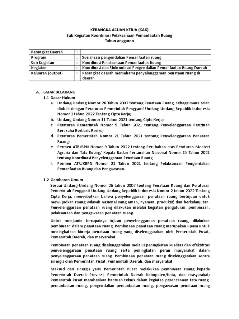 Kerangka Acuan Kerja Sosialisasi | PDF | Seni