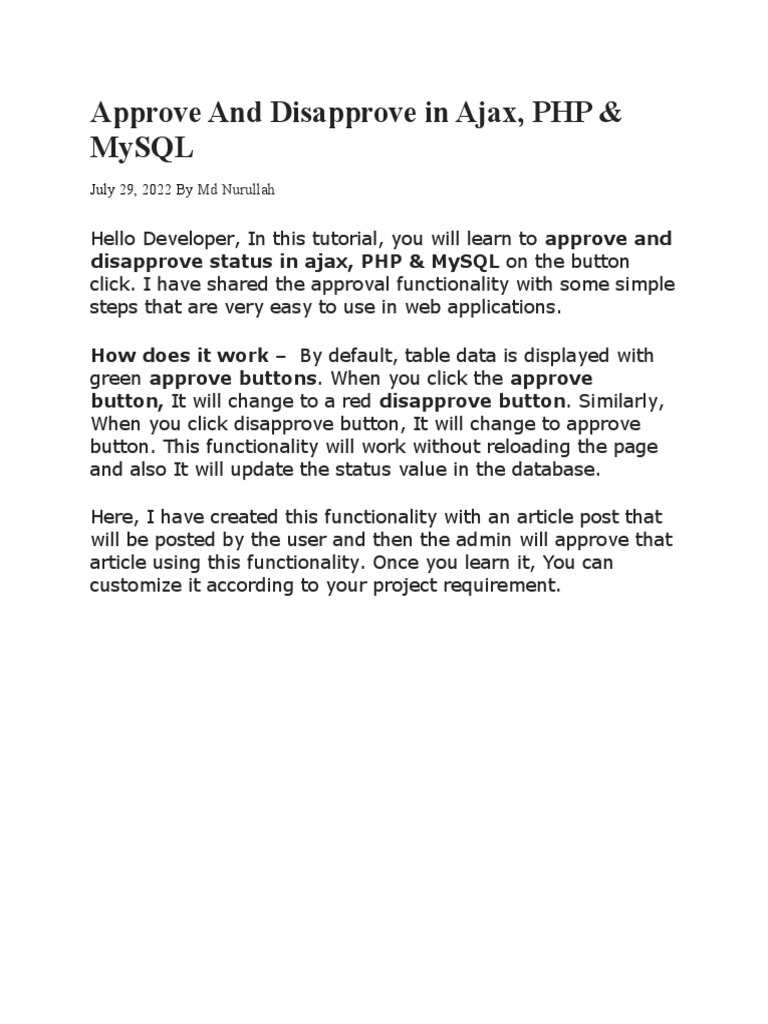 Ajax PHP MySQL Approval Guide | PDF | Information Retrieval | Data