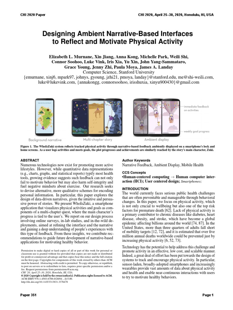 Designing Ambient Narrative-Based Interfaces To Reflect and Motivate Physical Activity | PDF ...