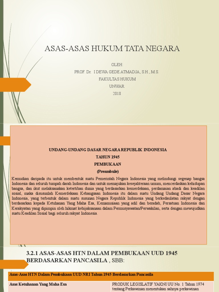 Pertemuan Iii, Asas-Asas Hukum Tata Negara | PDF Pertemuan Iii, Asas-Asas Hukum Tata Negara | PDF